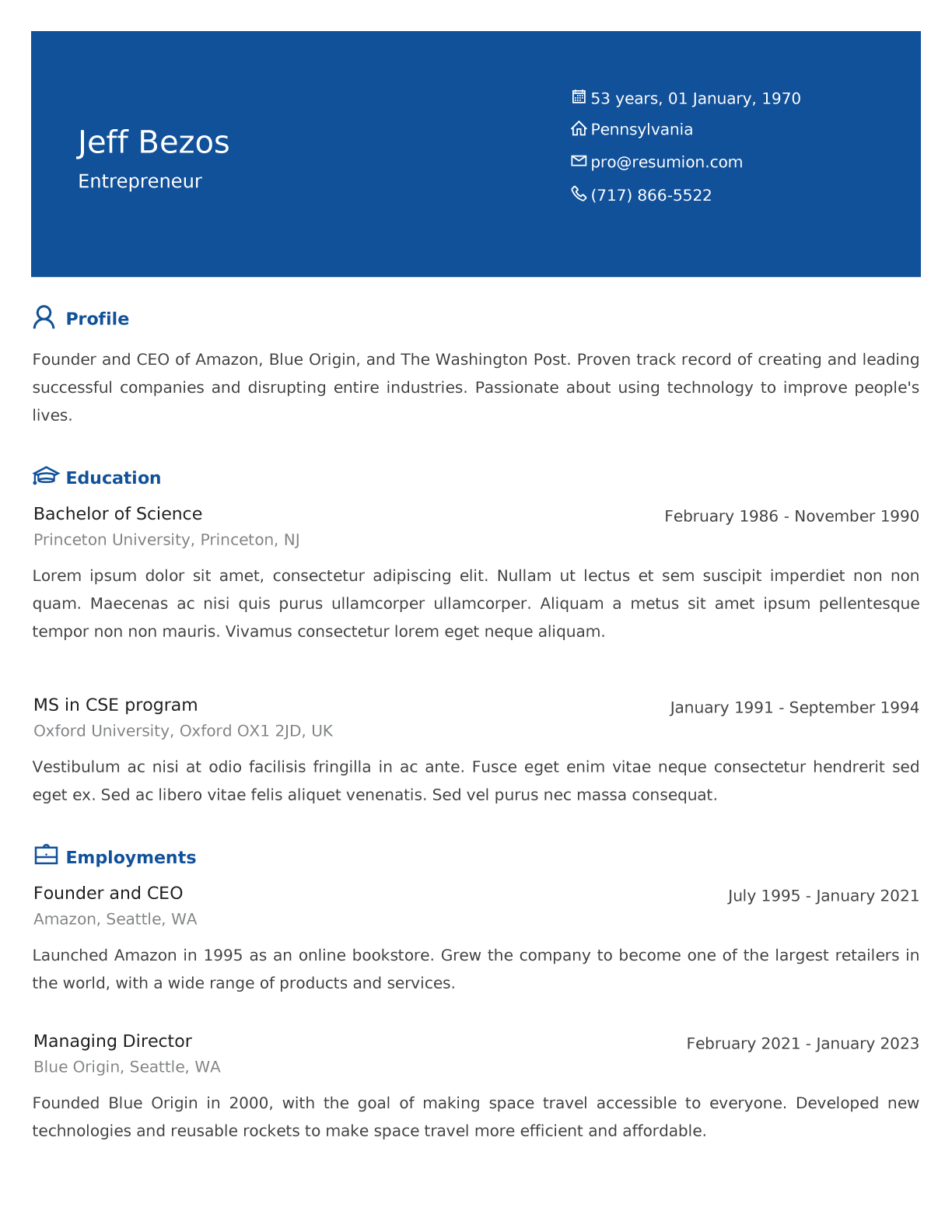 Free Online Resume Builder - Resumion