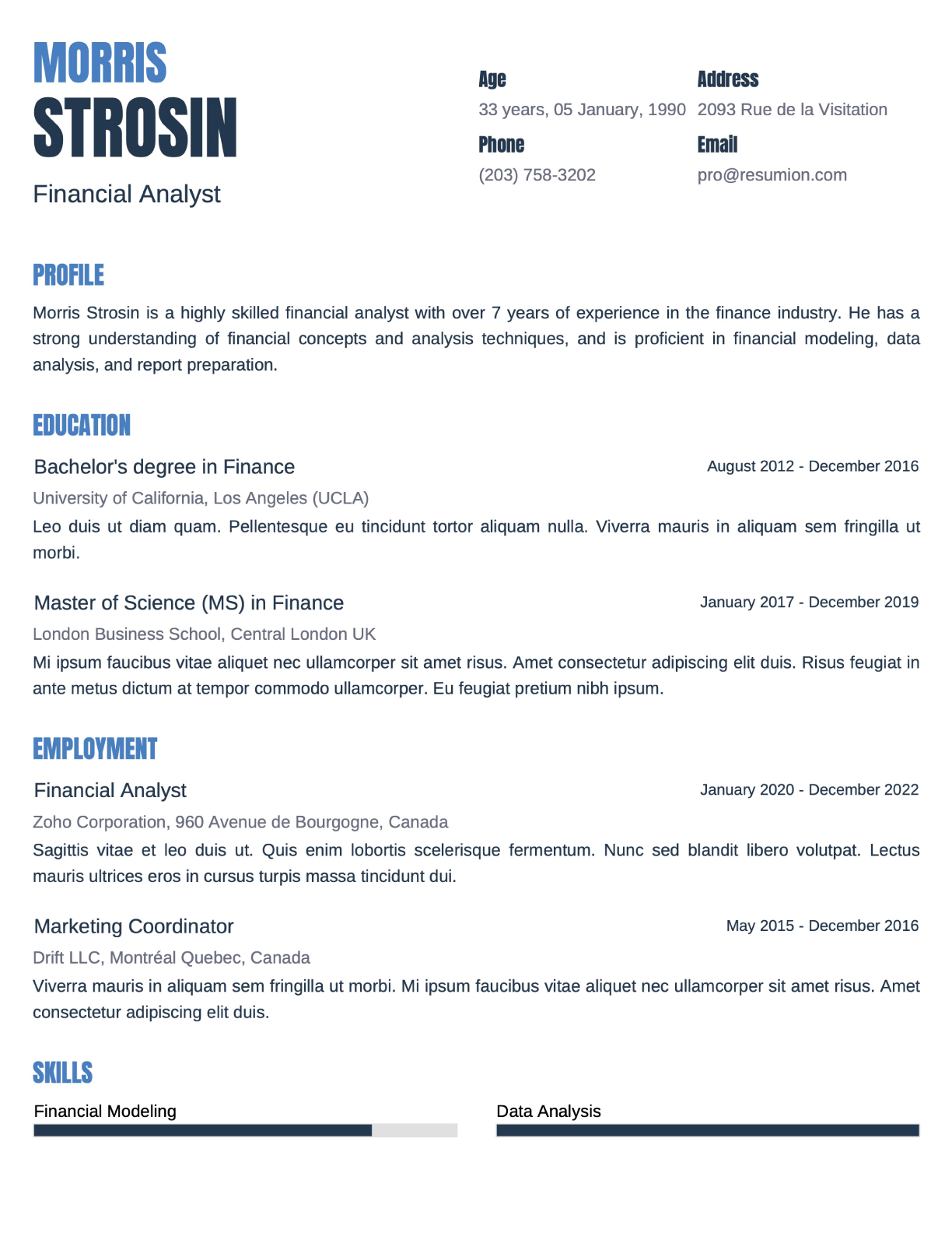 Free Online Resume Builder - Resumion